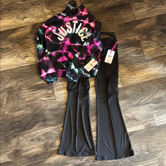 Justice | Matching Sets | Justice Tiedye Hoodie And Black Flare Cargo ...